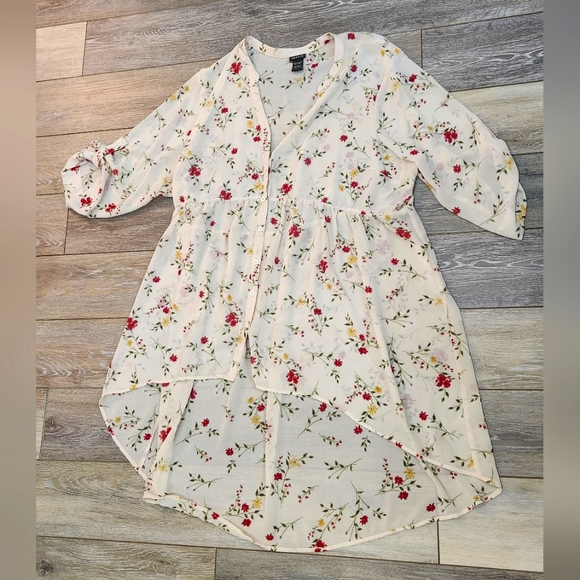 torrid | Tops | Torrid Beige Floral Lexie Babydoll Sheer Tunic | Poshmark